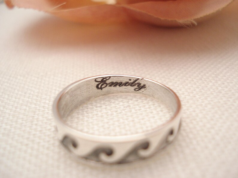 Personalized Sterling Silver Wave Band...custom Engravable | Etsy