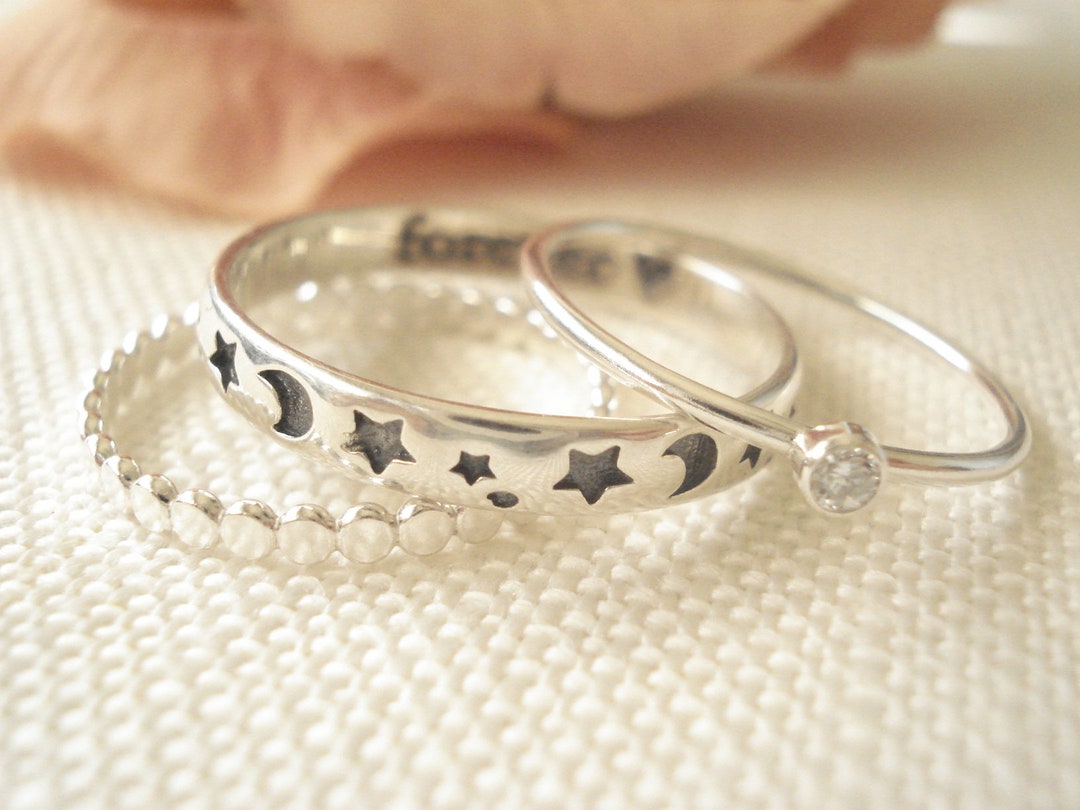 Personalized Sterling Silver Stacking Rings.. Best Friends - Etsy