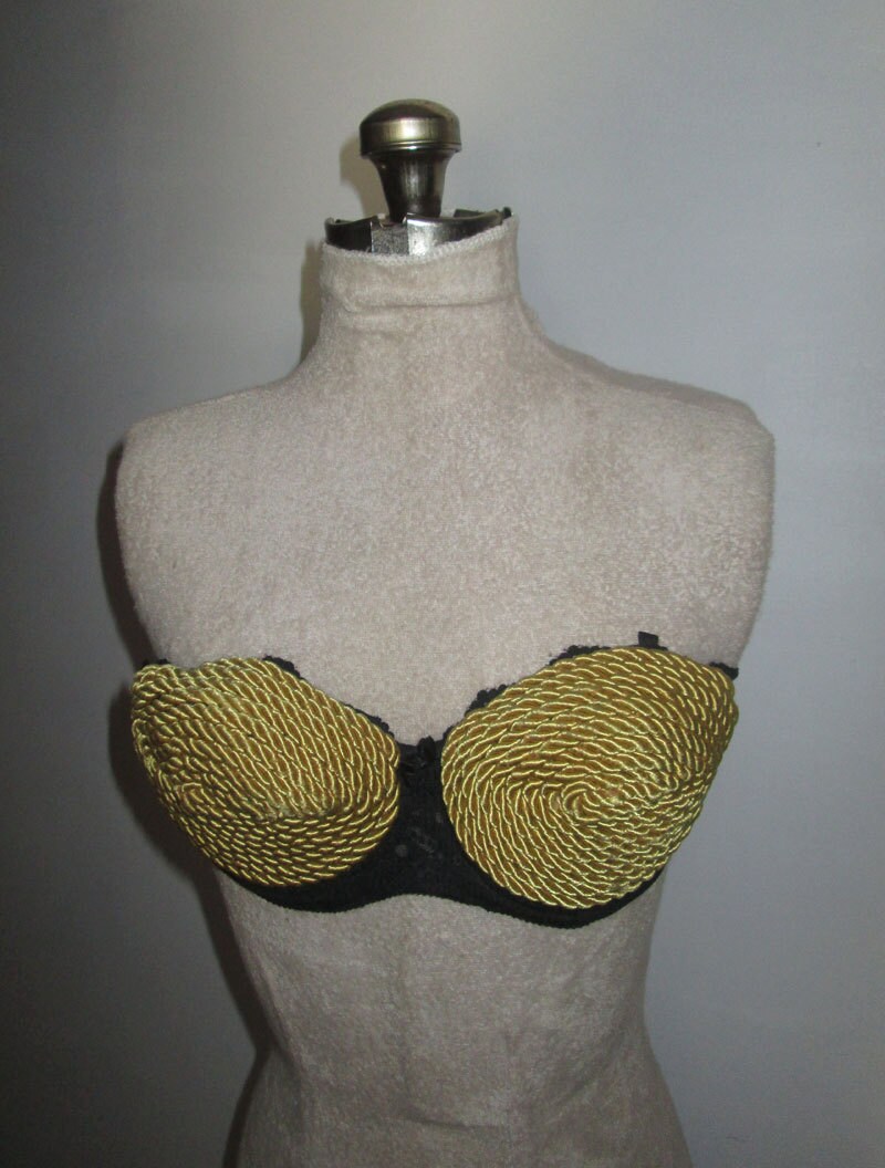 Vintage Gelmart Black & Gold Cone Bra - Etsy
