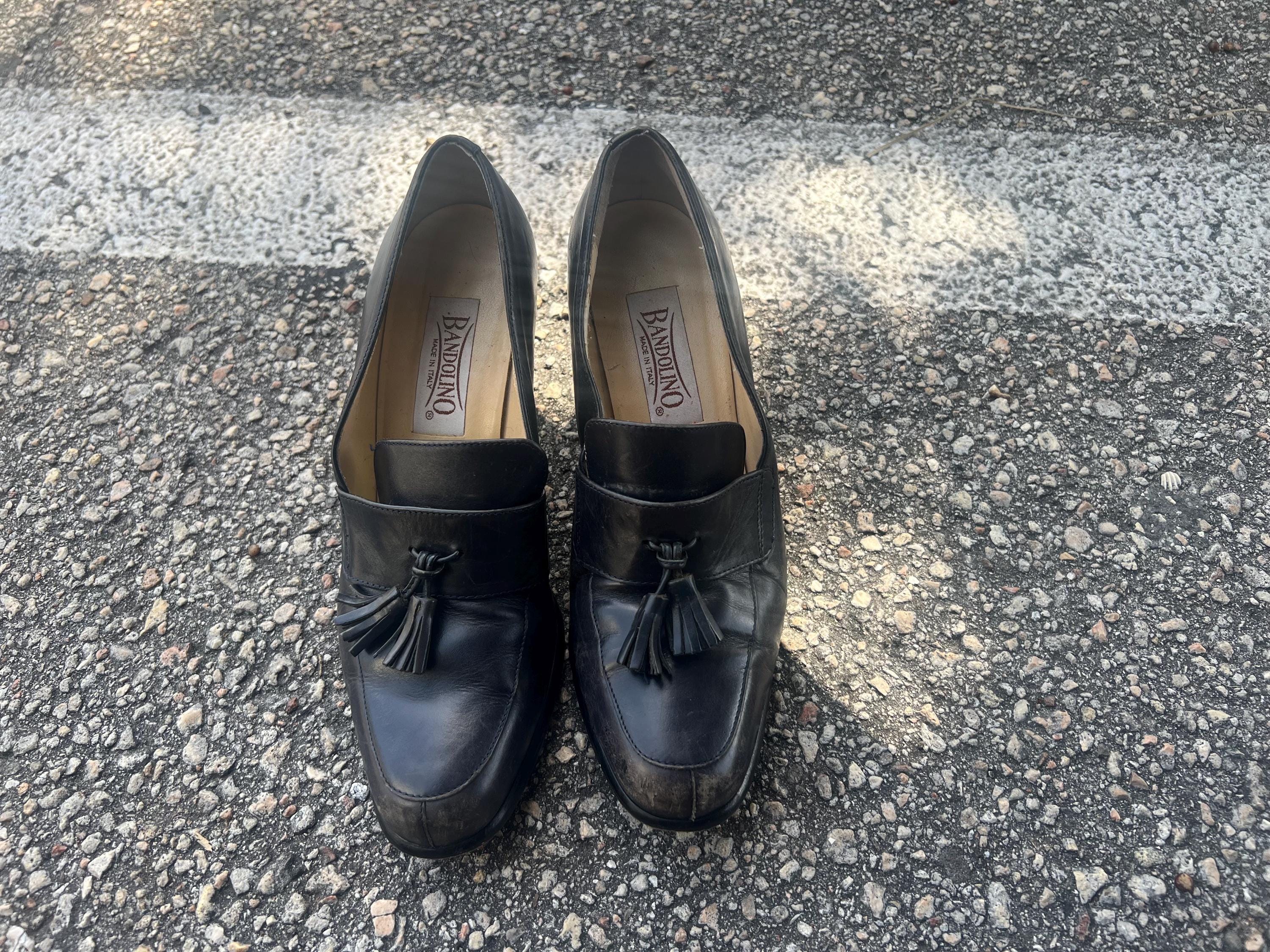 Vintage Fab Bandolino Made in Italy Blue High Heel Tassel Fringe ...
