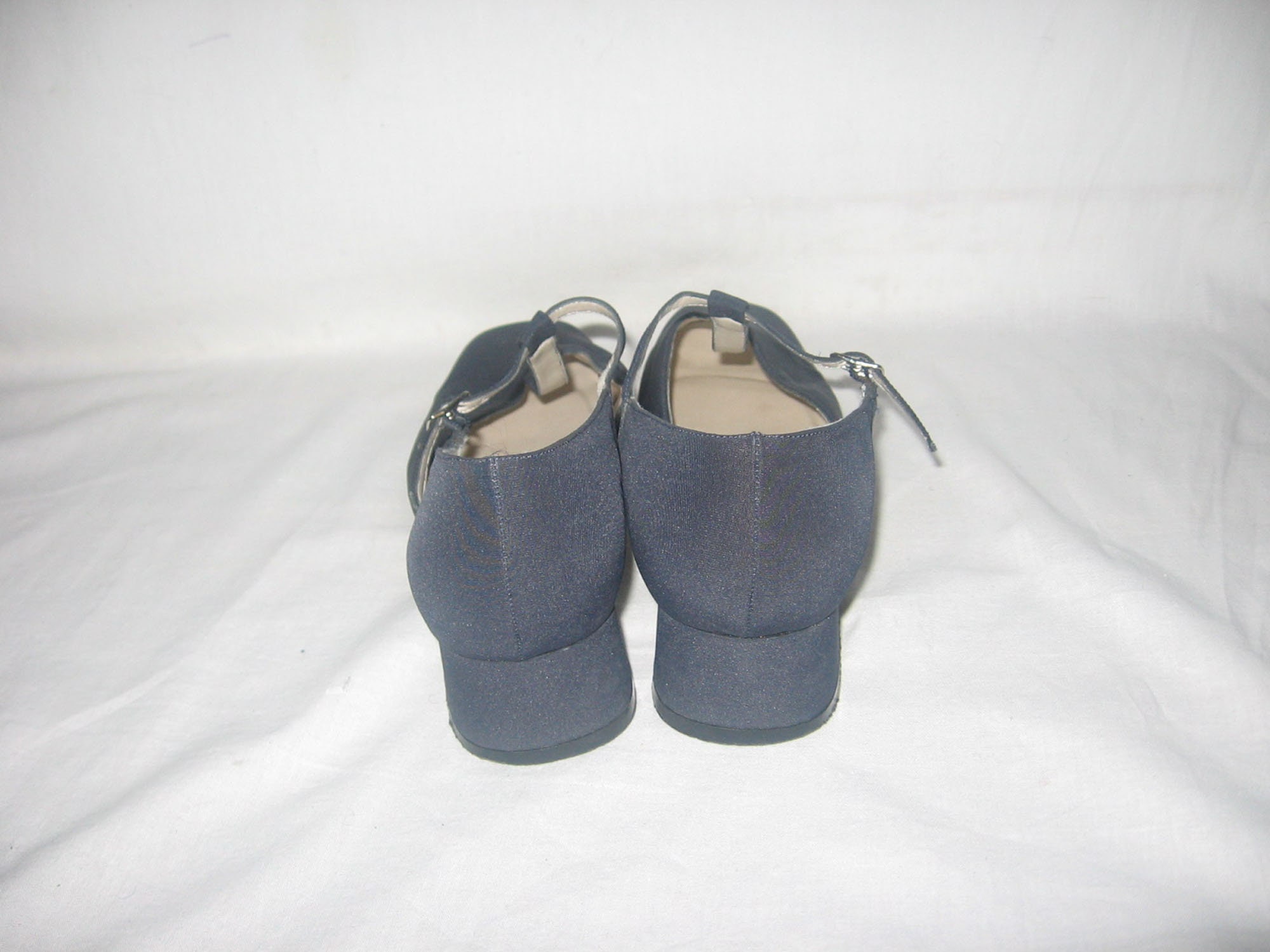 Vintage Connie Fabric Upper Balance Man Made Dark Blue Buckled Low Heel ...