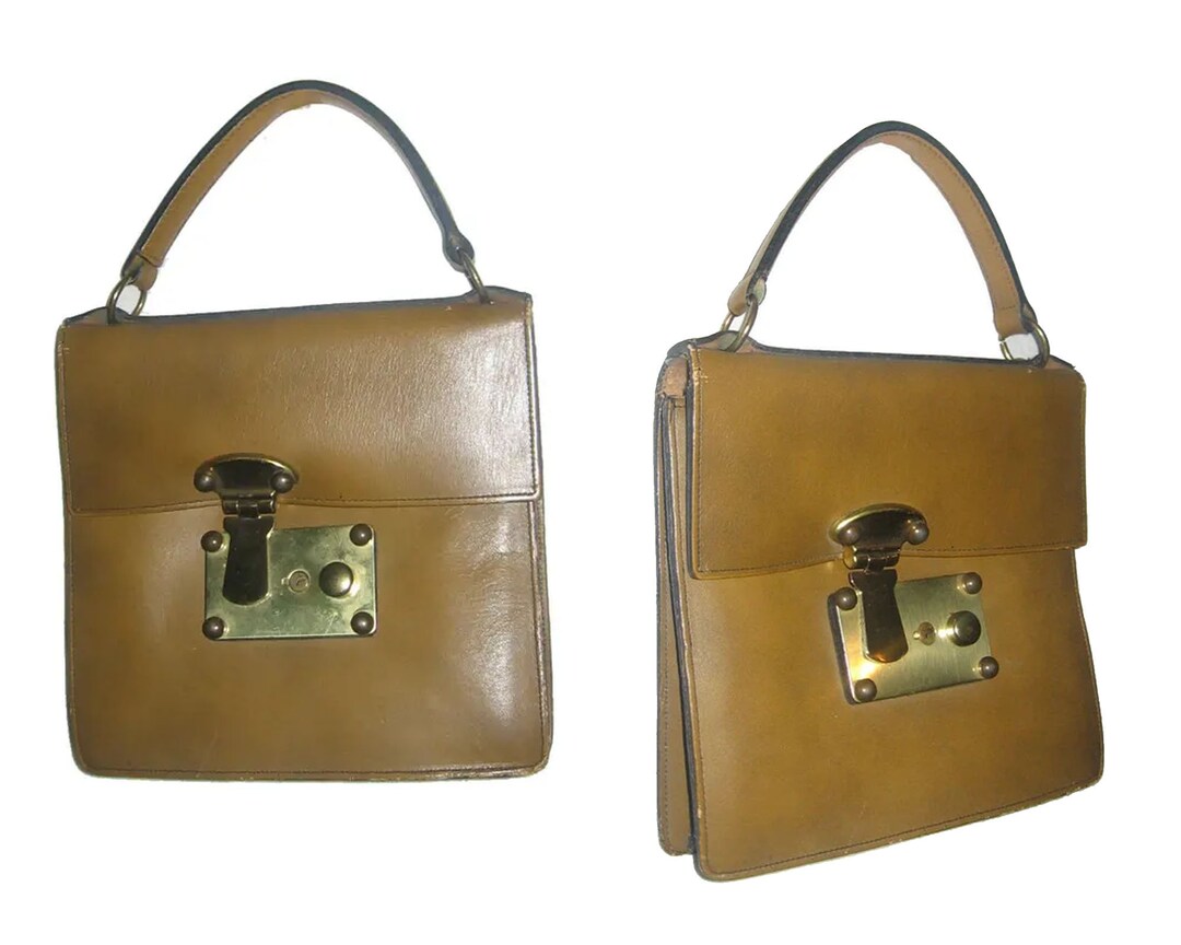 VTG Rare Ronay Yellowish Gold Metal Latch Lock Flap Closure Compartment ...
