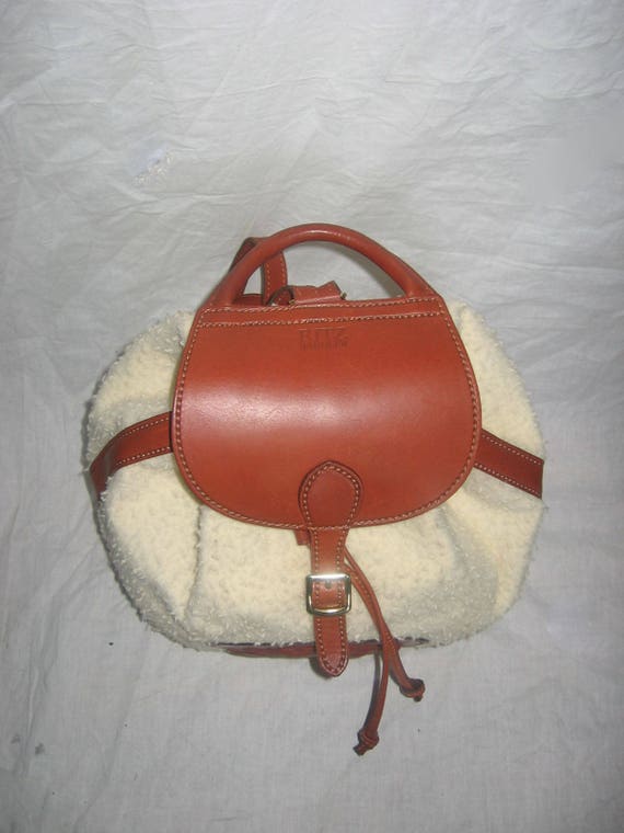 Vintage Rare Ritz Saddler Bone Wool Cognac Leather Go… - Gem