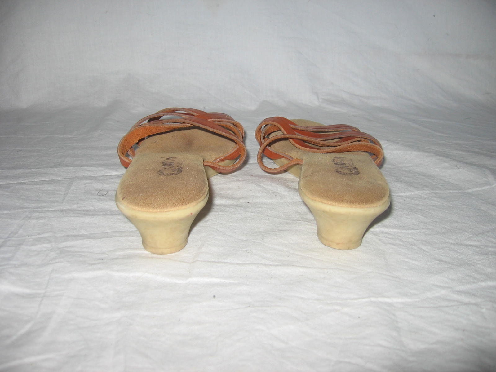 Vintage Quoddy Made in USA Tan Leather Beige Rubber Wedge High Heel ...