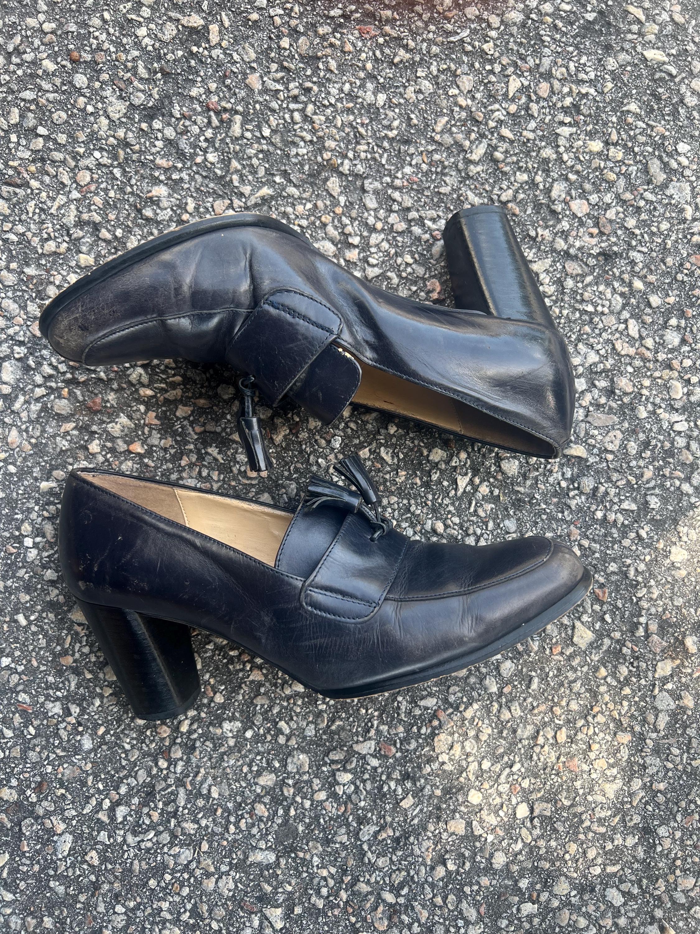 Vintage Fab Bandolino Made in Italy Blue High Heel Tassel Fringe ...