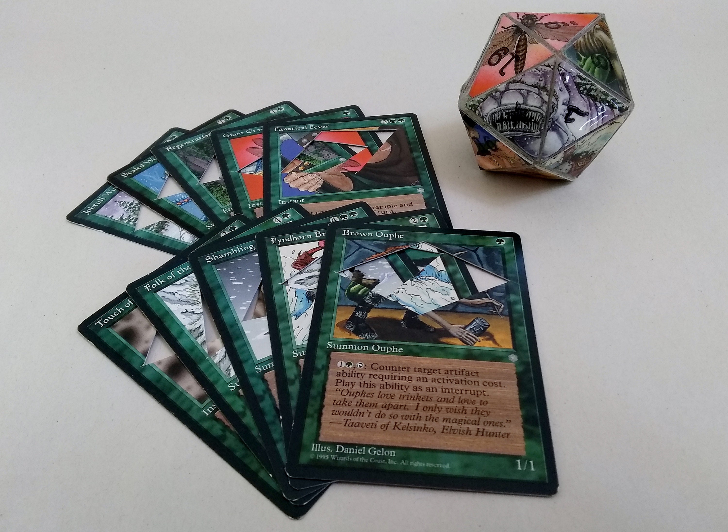 D20 20 Sided Die Handmade From CCG Cards #78 White Ice Age Mtg LIFE ...