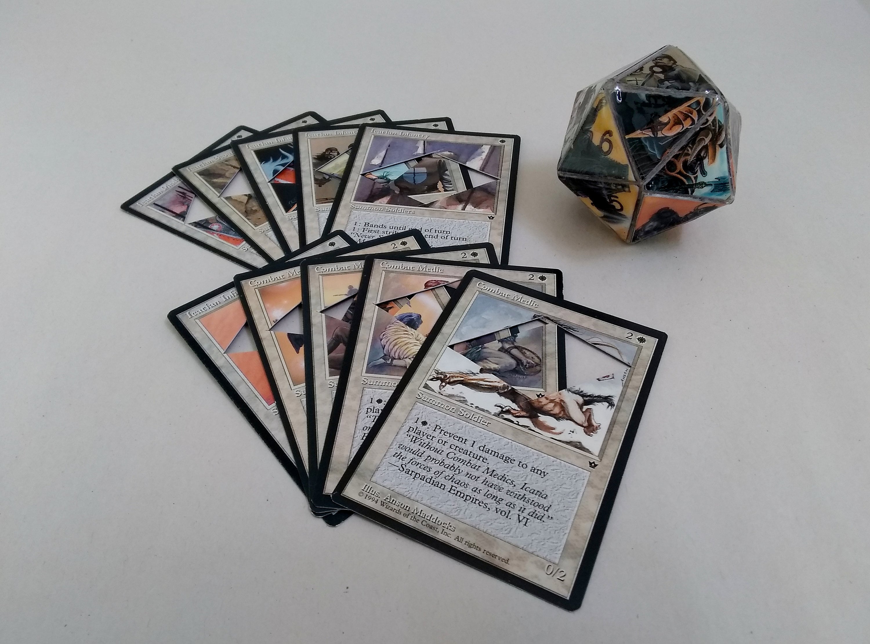 D20 20 Sided Die Handmade From CCG Cards #78 White Ice Age Mtg LIFE ...