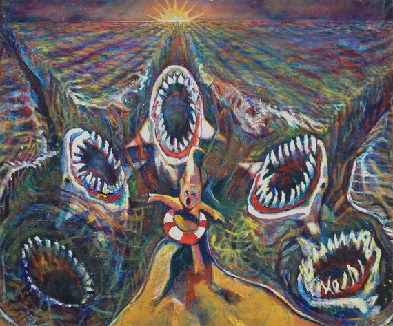 Shark Print Shark Art Ocean Art Beach Art Beach Decor | Etsy