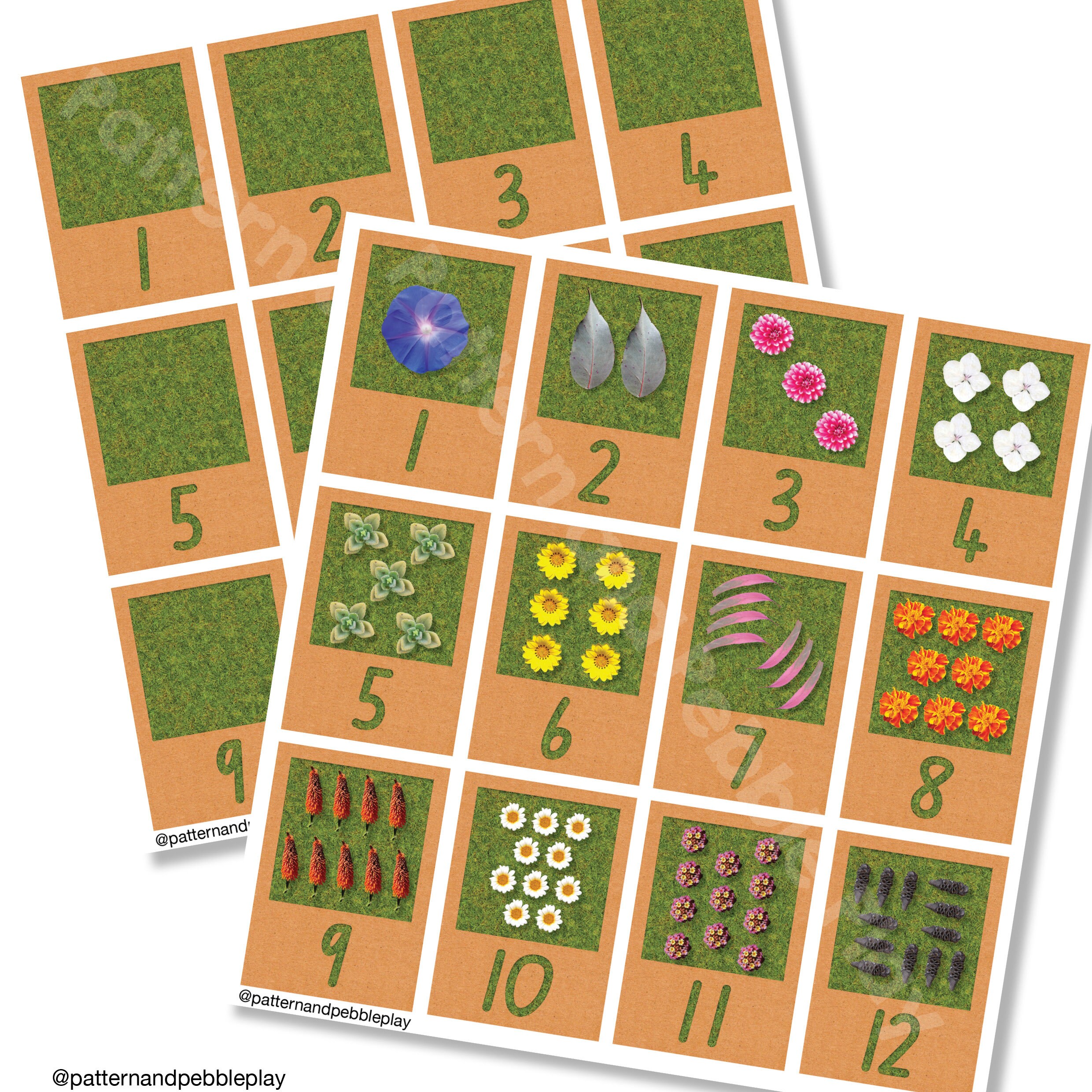 Number Flashcards 1-12 Bundle With Empty Numbers and Loose Parts for ...