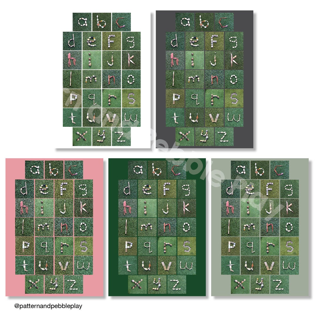 Grass Background Loose Parts Letters Full Page Alphabet A3 Wall Prints ...