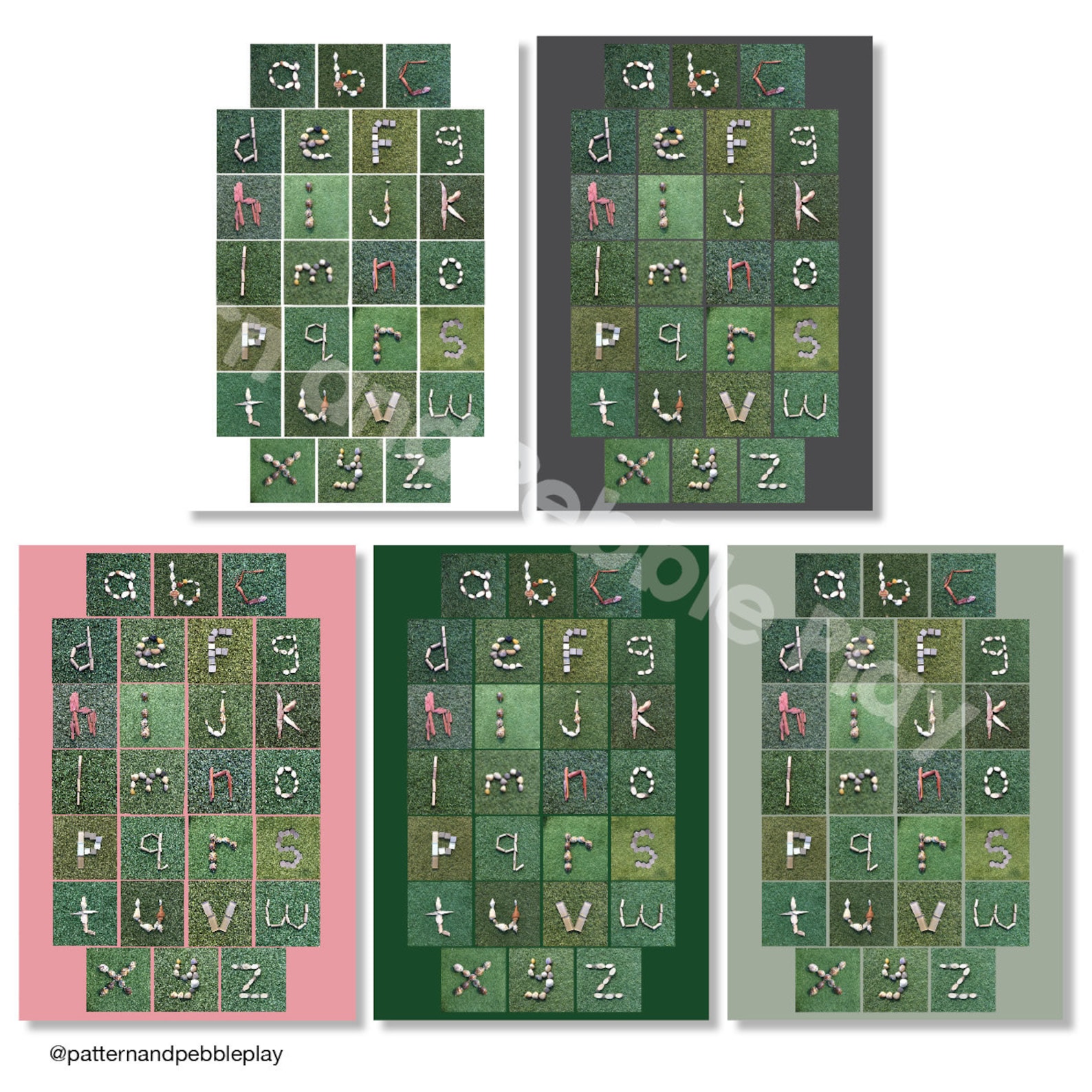 Grass Background Loose Parts Letters Full Page Alphabet A3 Wall Prints ...