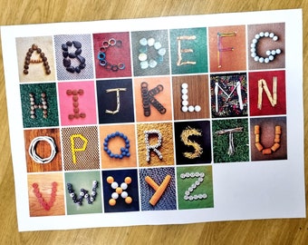 Natural Loose Parts Card Pinecones,wooden Sticks,rocks, Alphabet A-Z ...