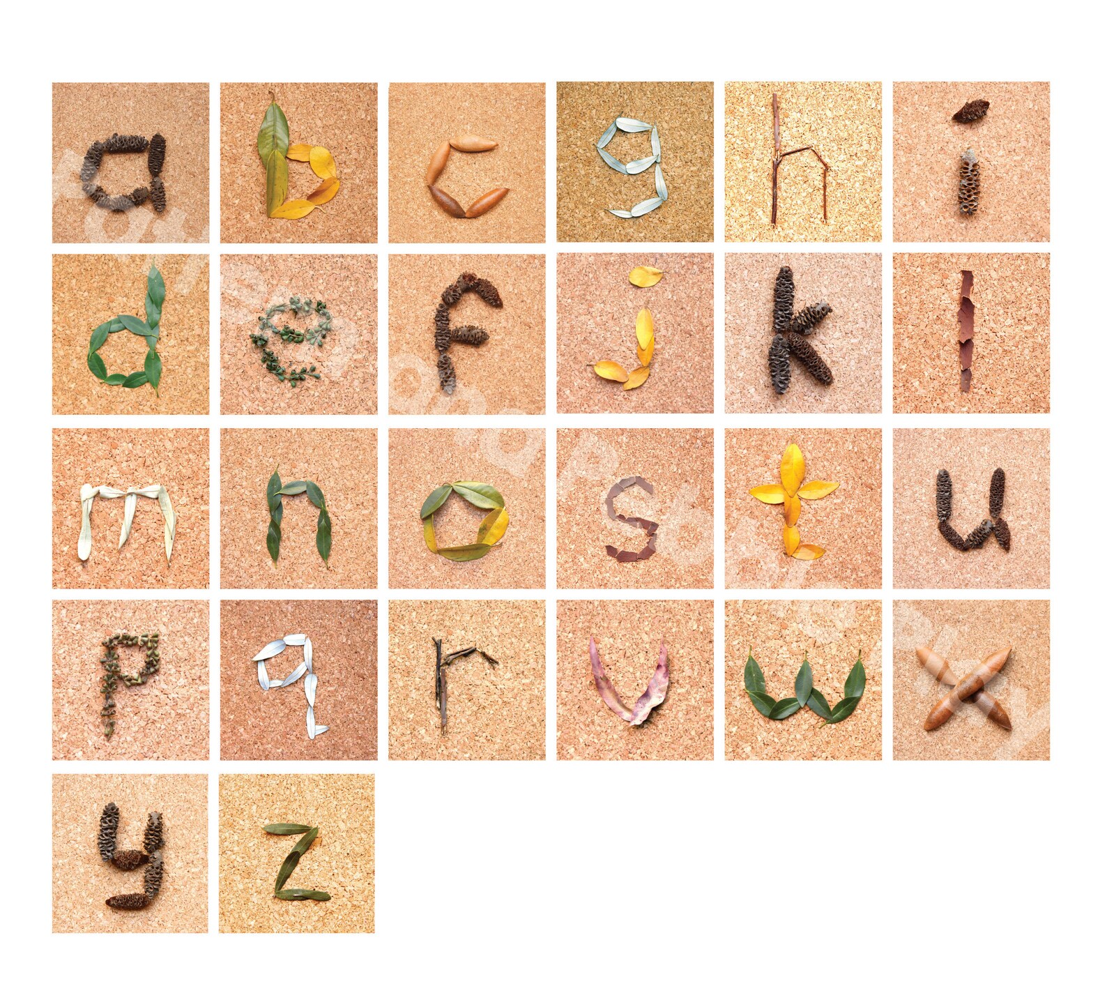 Lowercase Cork and Natural Loose Parts Alphabet A3 6 per Page - Etsy
