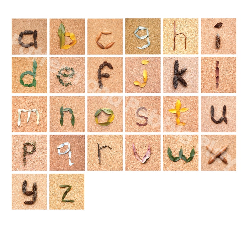 Lowercase Cork and Natural Loose Parts Alphabet A3 6 per Page - Etsy