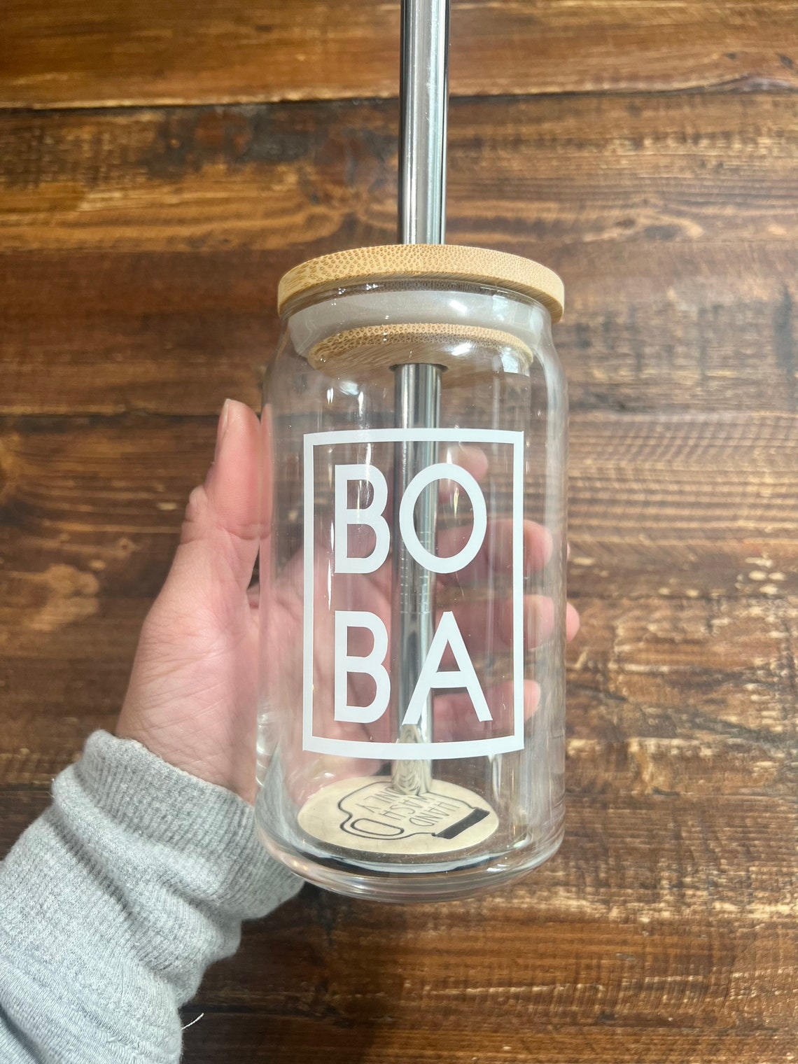 Personalized Boba Beer Can Mug W/ Bamboo Lid Straw. Bubble | Etsy