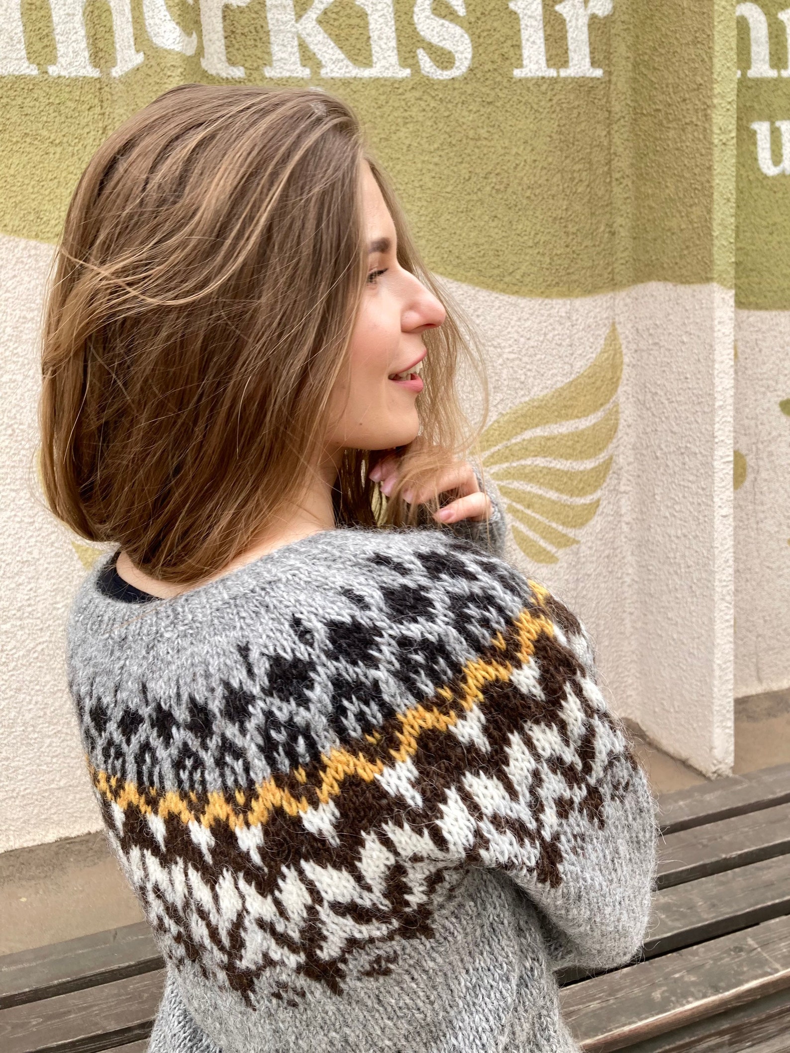 Hand Knitted Lettlopi Wool Sweater: Grey Icelandic Pattern, Size L - Etsy
