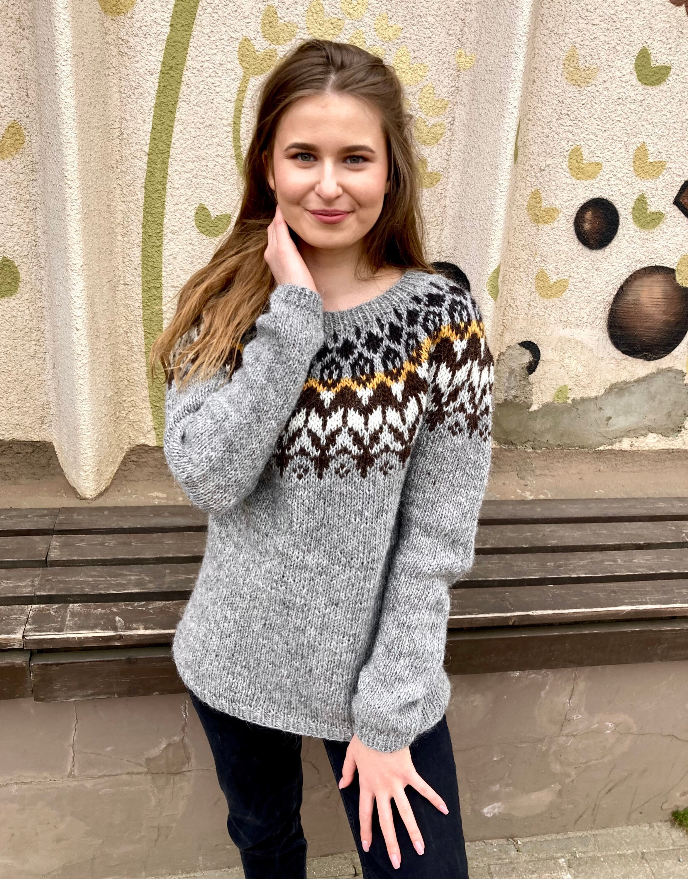 Ready to Ship Grey Sweater With Icelandic Pattern Size L - Etsy Canada