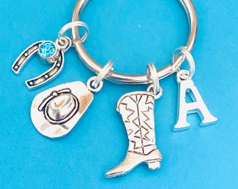 Cowboy Keychain/ Cowboy Hat Keyring/ Cowgirl Accessories/ Cowboy Boot ...