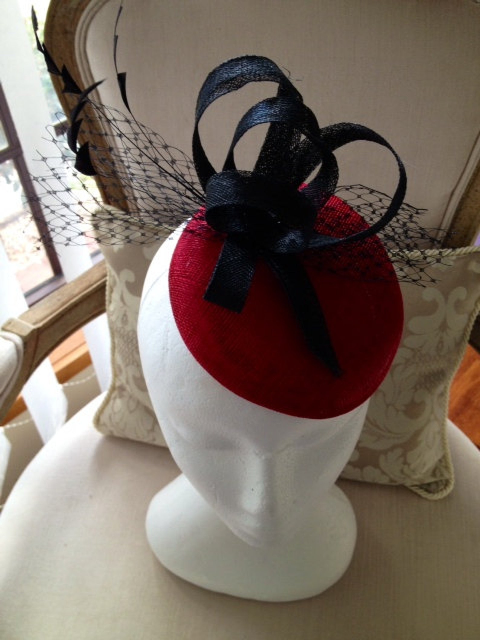 Beautiful Red Fascinator Base With Loops and Feathers - Etsy Australia