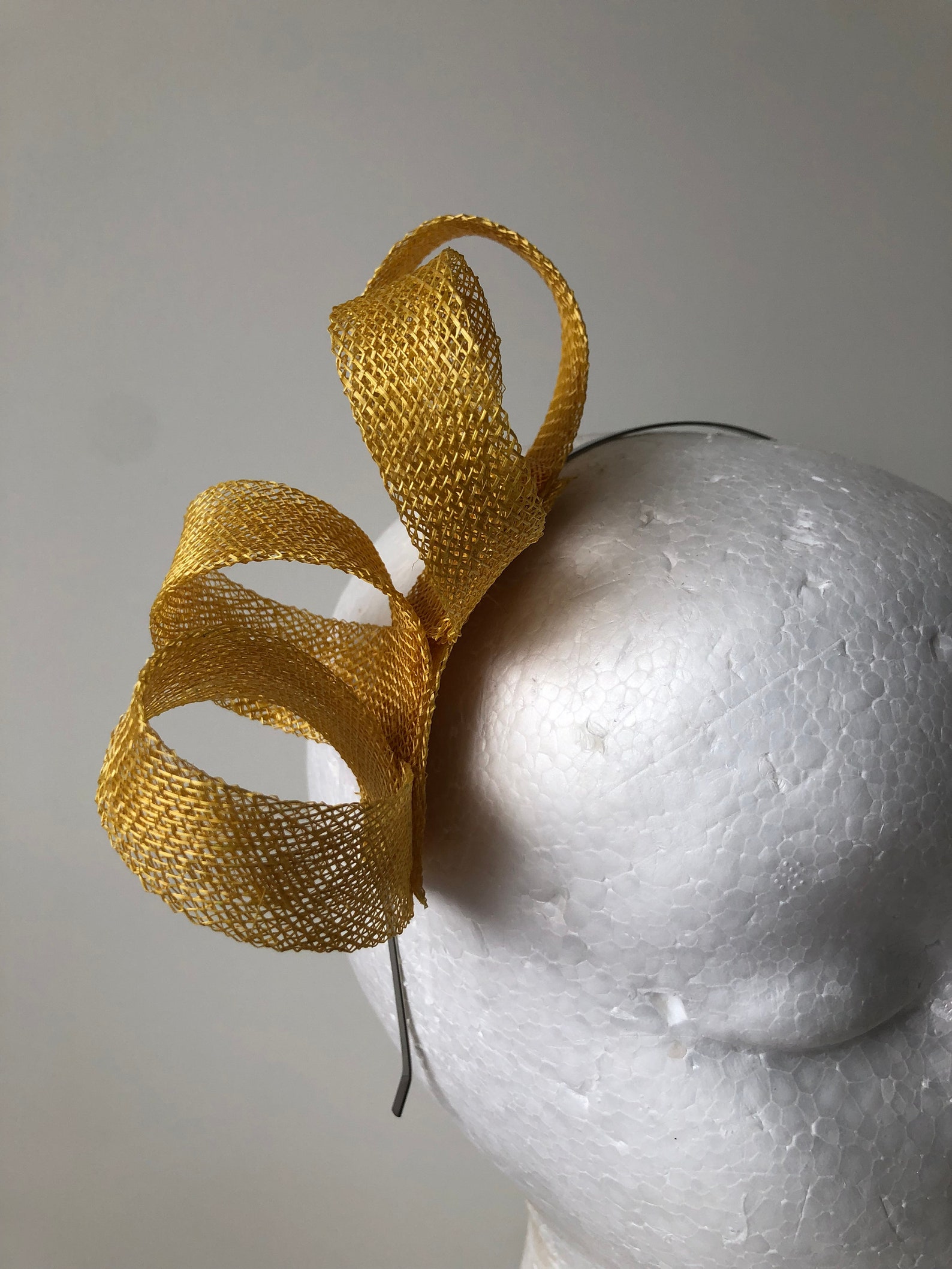 New Yellow Loop Fascinator on a Silver Metal Headband. - Etsy