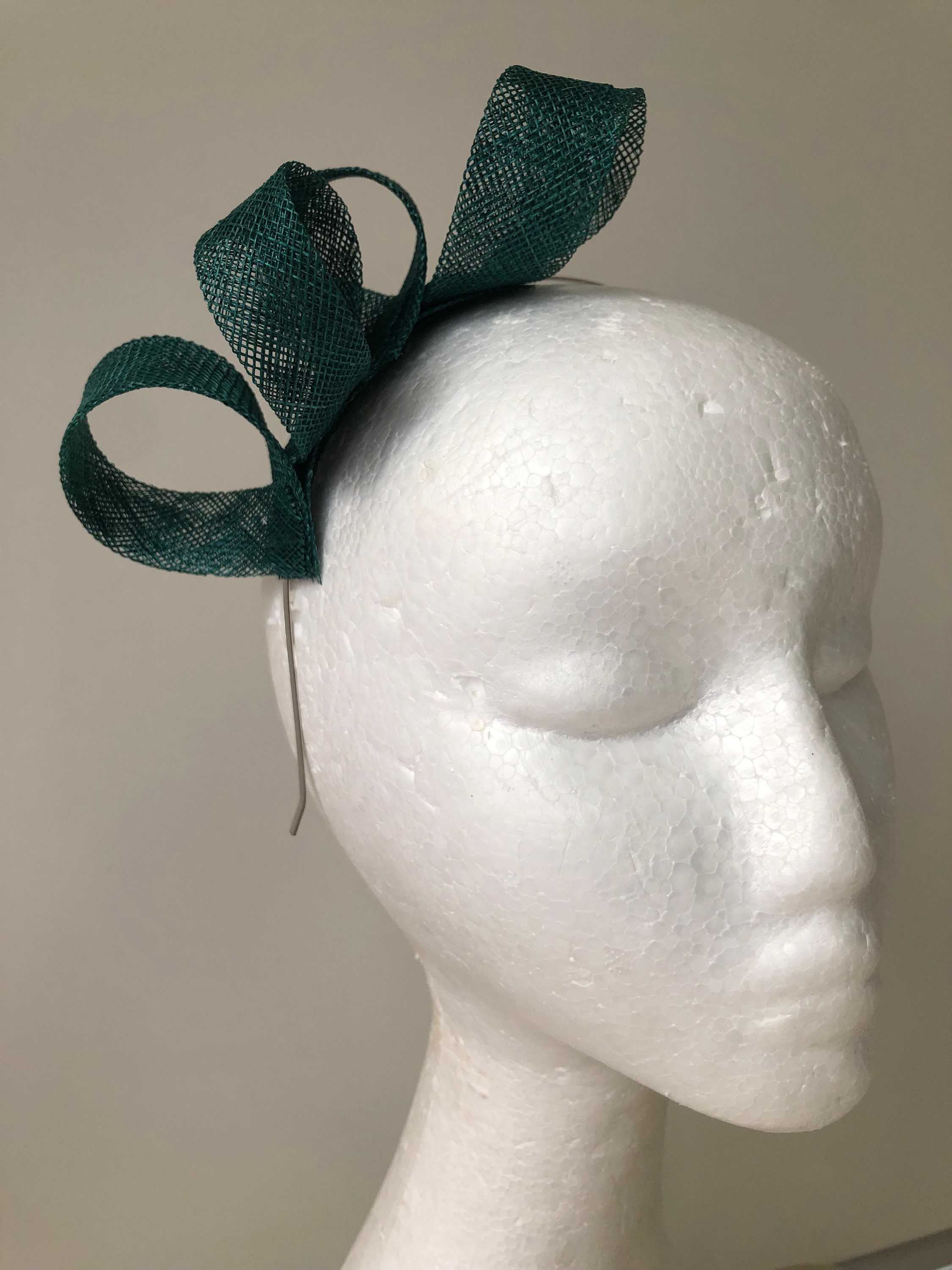 Emerald Green Loop Fascinator on a Silver Metal Headband. - Etsy
