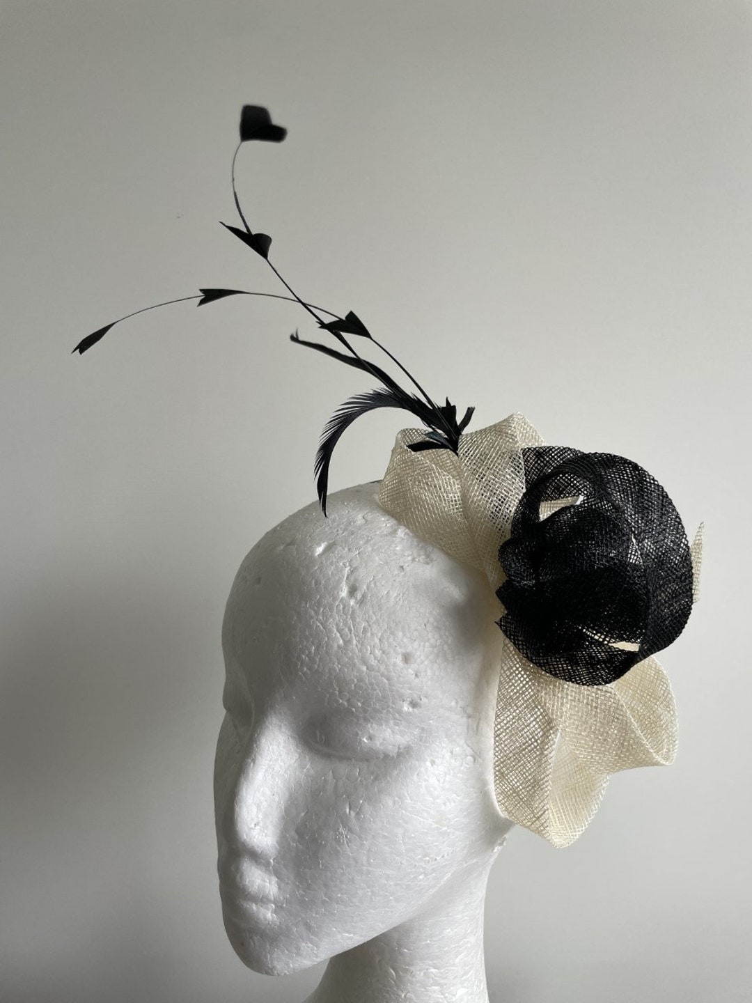 Cute Black and White Loop Fascinator With Feathers on a Headband - Etsy