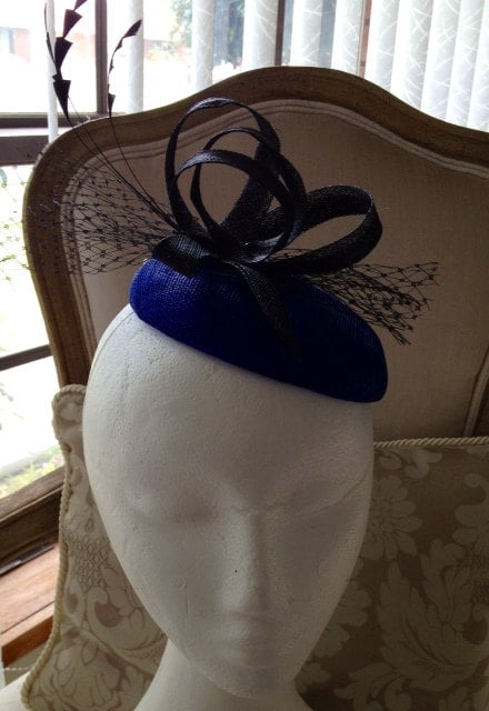 Beautiful Royal Blue Fascinator Base With Black Loops Netting - Etsy ...