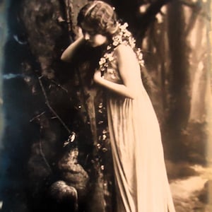 Wood Nymph Doll Postcard Artist Woman Lady Girl, Forest Trees Long Hair ...