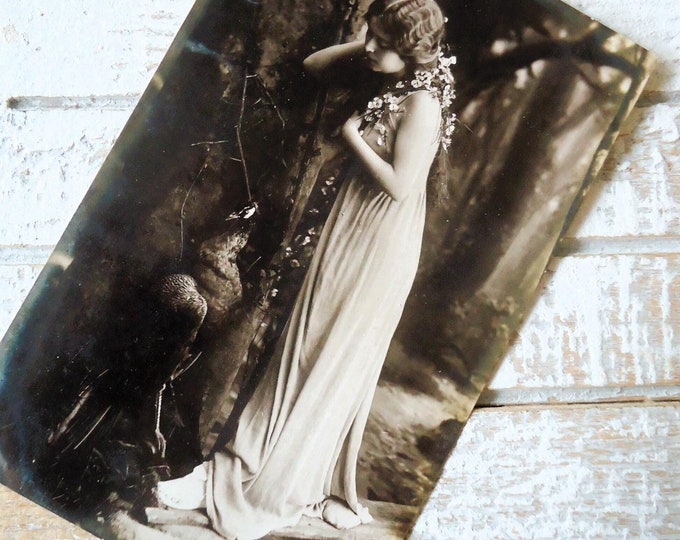 Wood Nymph Doll Postcard -artist Woman Lady Girl, Forest Trees Long ...