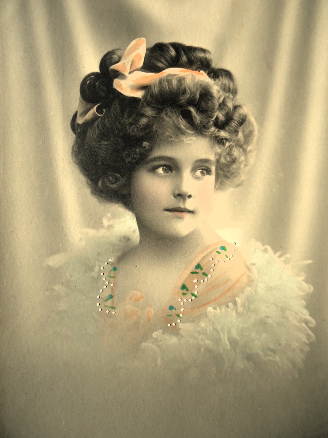 Antique Grete Reinwald Postcard Little Girl Child, Edwardian Famous Model, Boa Feathers ...