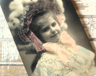 Grete Reinwald Postcard-crease Little Girl Child, Edwardian Famous Model, Hair Flowers, Veil ...