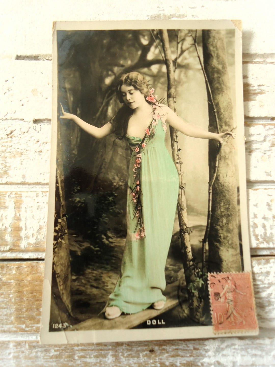 Wood Nymph Doll Postcard -crease- Artist Woman Lady Girl, Forest Trees ...