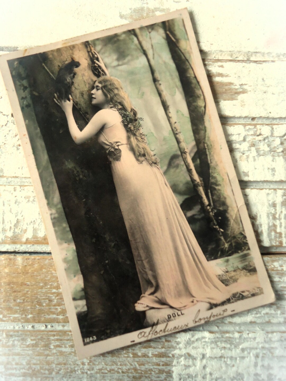 Wood Nymph Doll Postcard -crease- Artist Woman Lady, Forest Trees ...