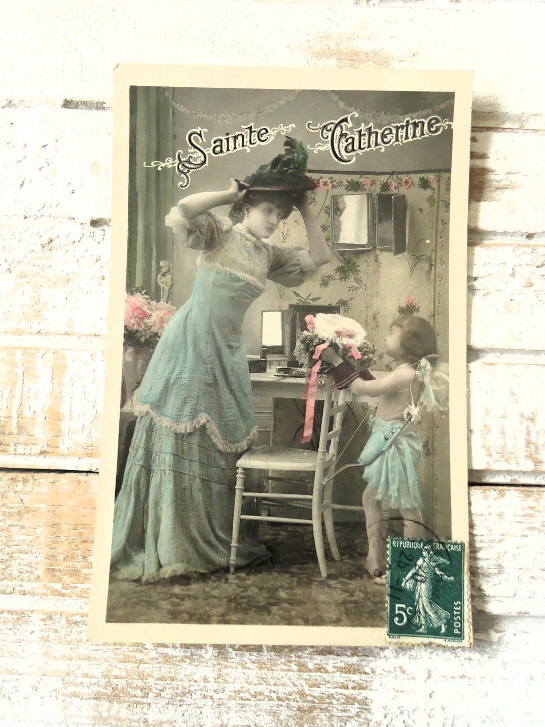 Antique Cupid Postcard - Little Girl Child, Cherub Angel Wings Bow ...