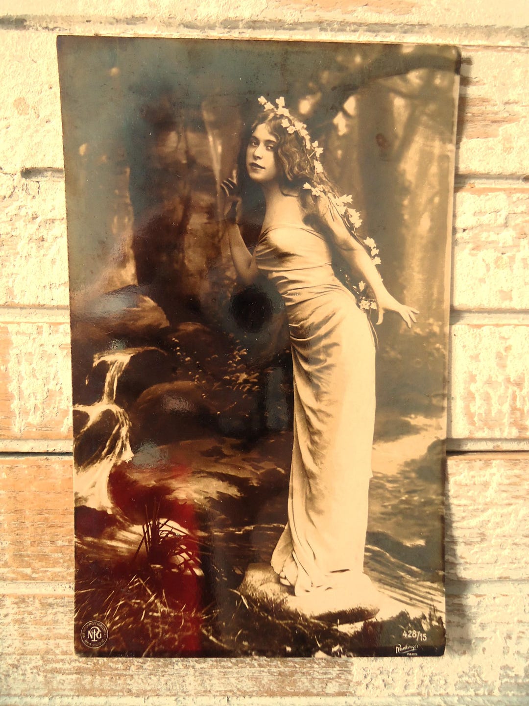 Wood Nymph Doll Postcard -artist Woman Lady Girl, Forest Trees Stream ...