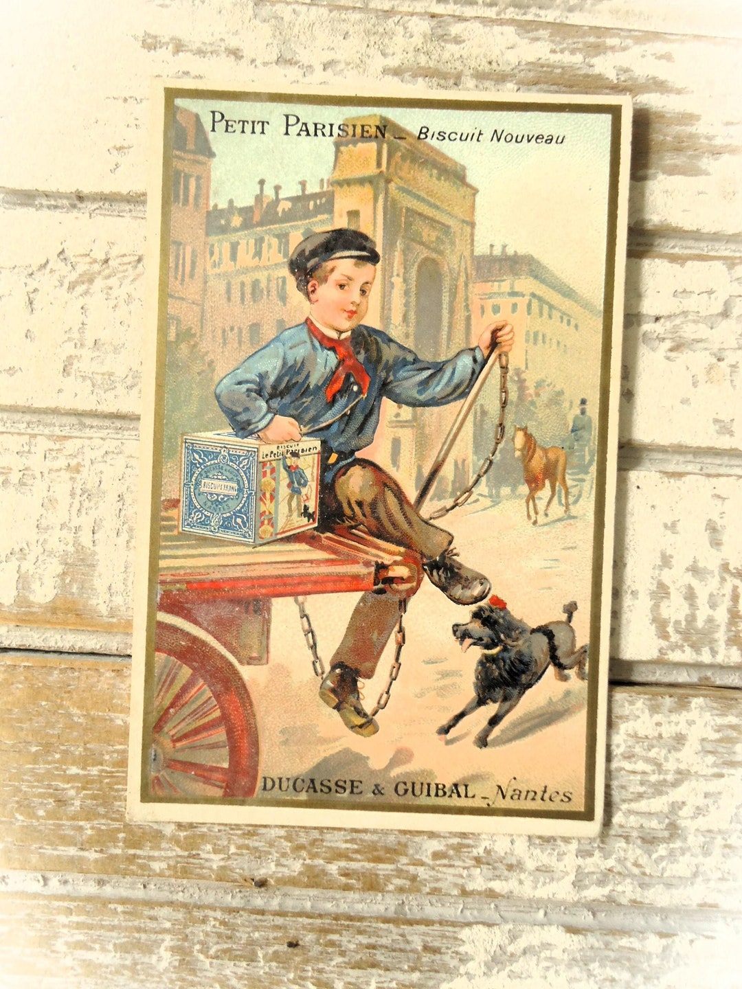 Petit Parisien Tradingcard Drawing Streets Paris, Boy Box of Biscuits ...