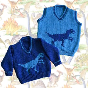Dinosaur Sweater Knitting Pattern: V-neck 6 Months to 7 Years Top (PDF ...