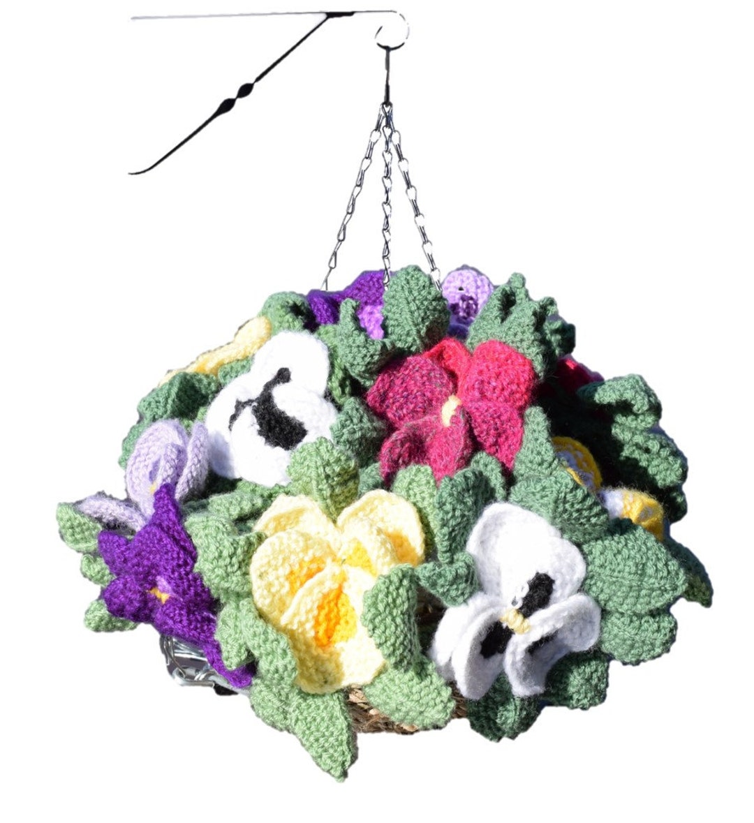 Knitting Pattern - Pansy Hanging Basket, Knitting Pattern for Flowers ...