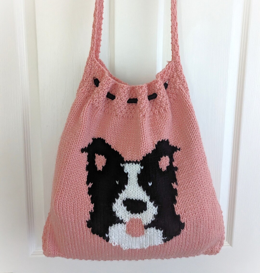 Bag Knitting Pattern Featuring Border Collie Dog, Knitting Bag ...