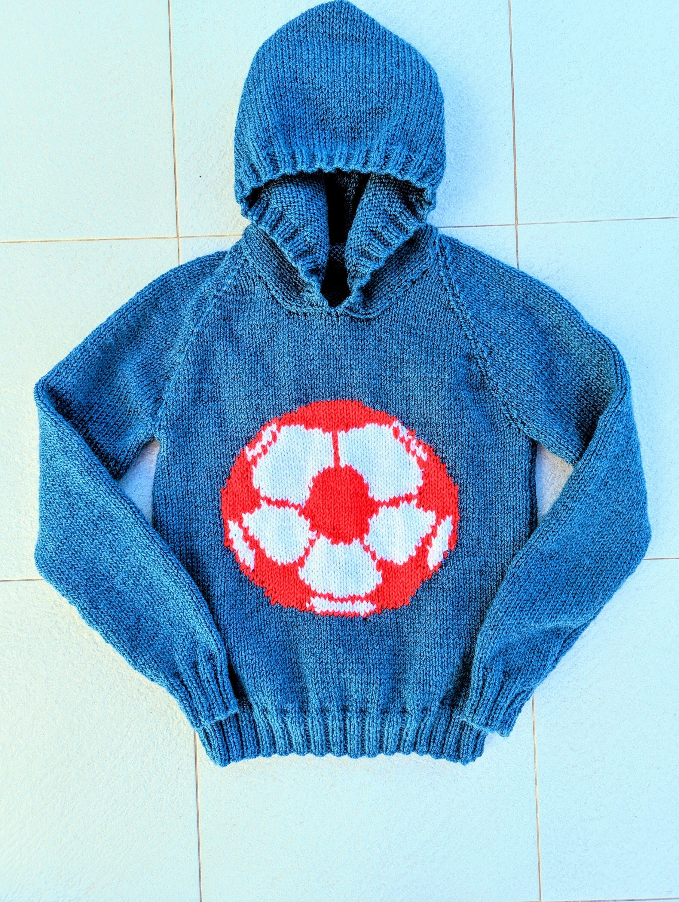 Knitting pattern for boys and girls Football Hoodie, Pdf digital ...