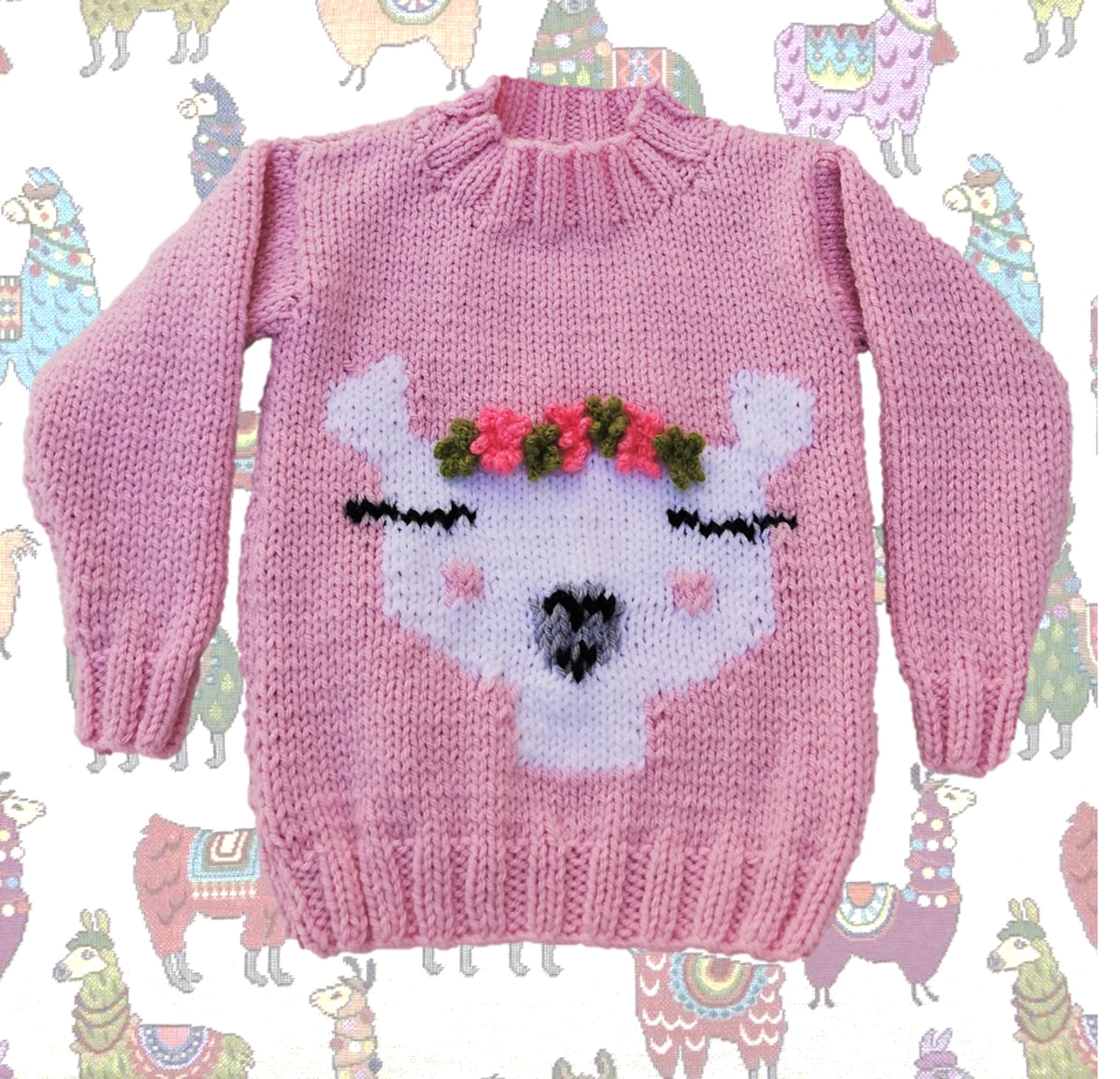 Knitting Pattern for Llama Chunky Child's Sweater, Children's Llama ...