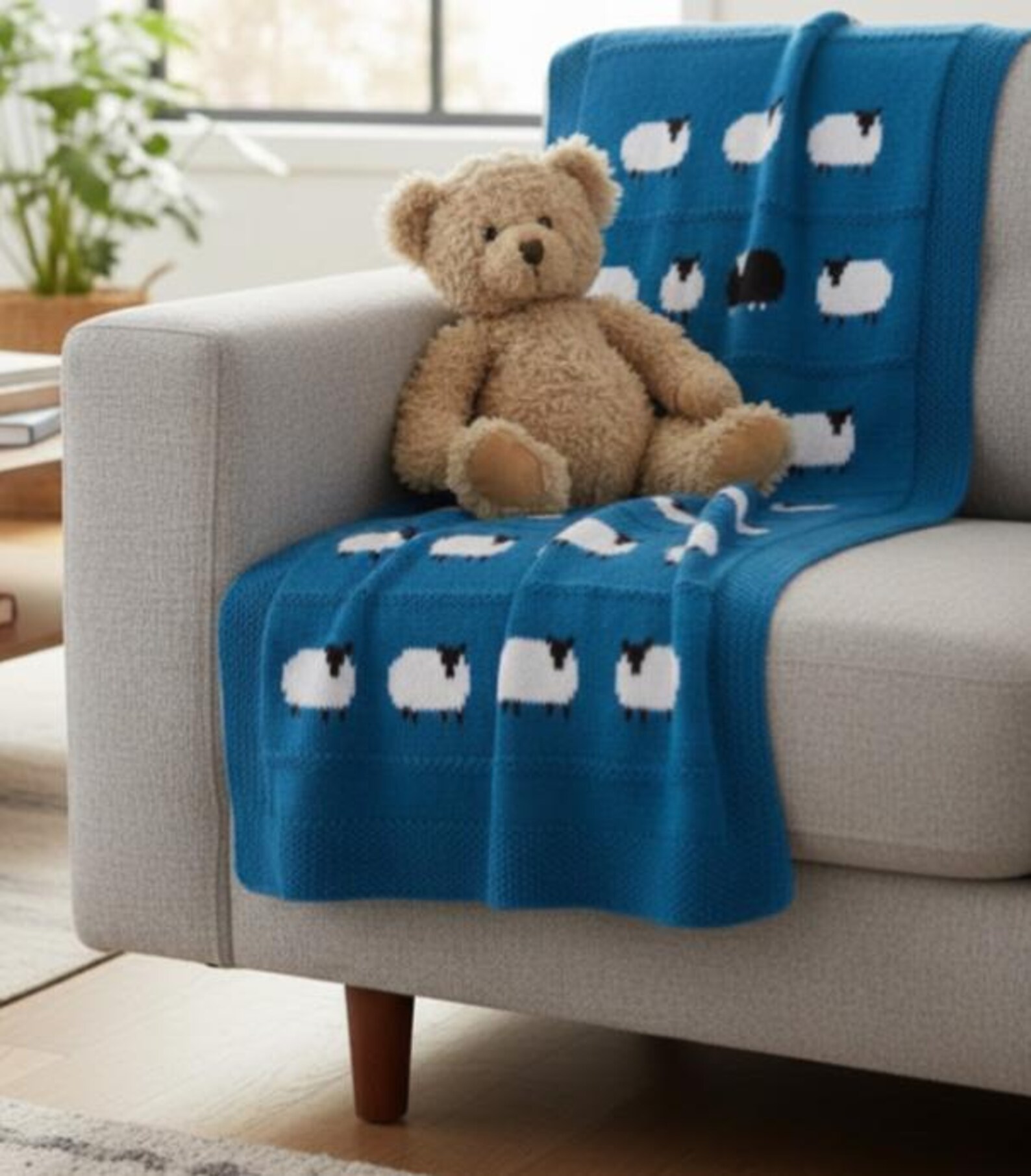 Sheep Blanket Knitting Pattern: Aran Worsted Baby Blanket (digital ...