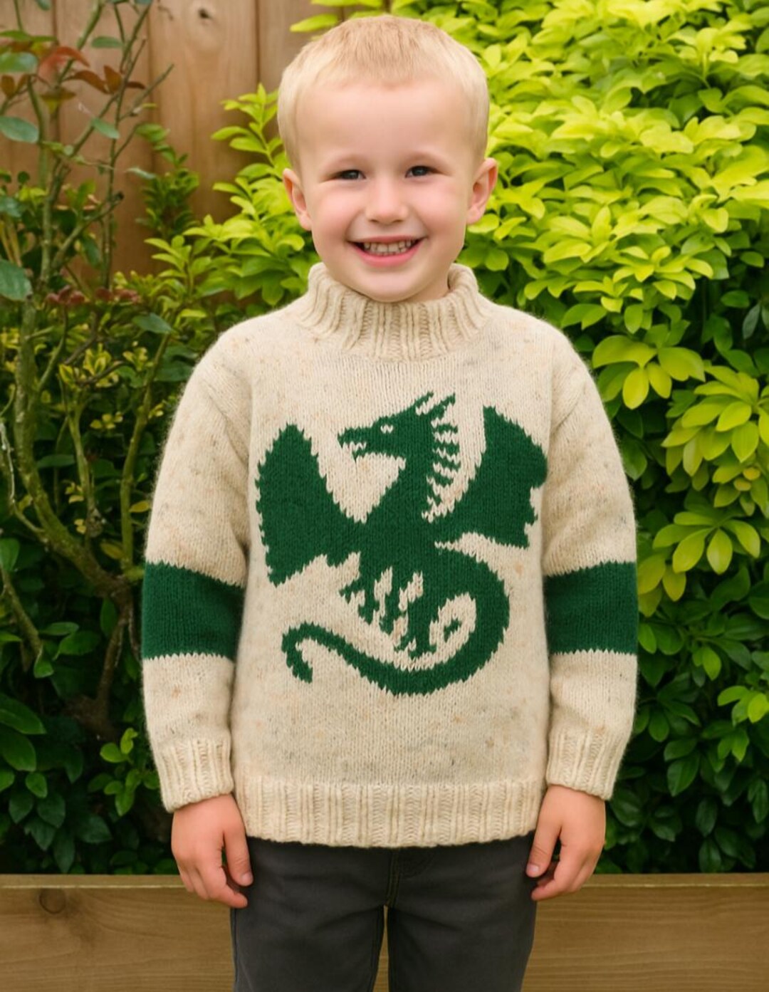 Dragon Sweater Knitting Pattern: Aran/worsted Jumper & Hat, 4-13 Years ...