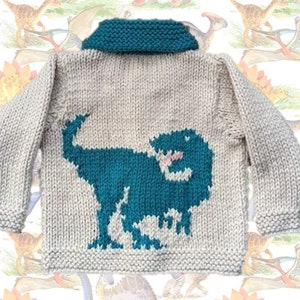 Knitting Pattern for Ages 1 -11 Years. T-rex Dinosaur Chunky Child's Jacket, Boy's Dinosaur ...