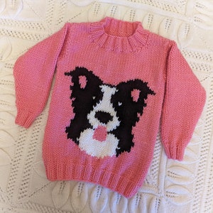 Knitting Pattern for Collie Dog Chunky Child's Sweater, Children's ...