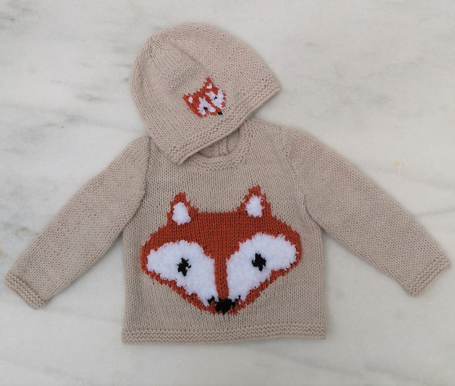 Fox Knitting Pattern Outfit: Baby Sweater, Trousers & Hat, DK Yarn (0 ...