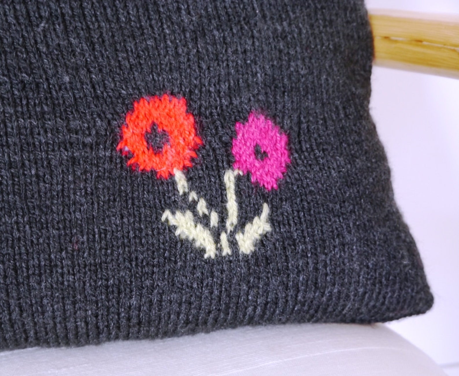 Knitting Pattern for Poppy Cushion Pillow Knitting Pattern | Etsy