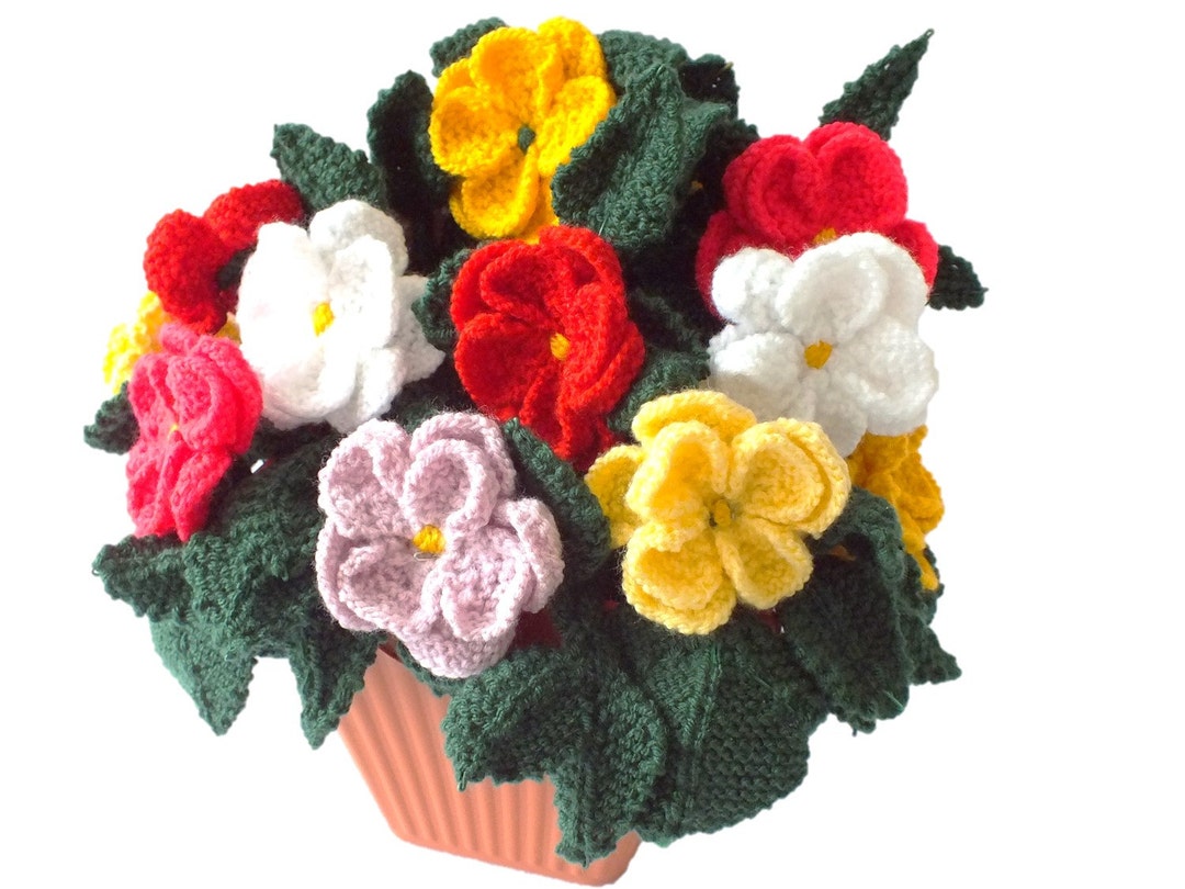 Knitting Pattern for Pot of Knitted Dahlias, Knitted Flowers, Floral ...