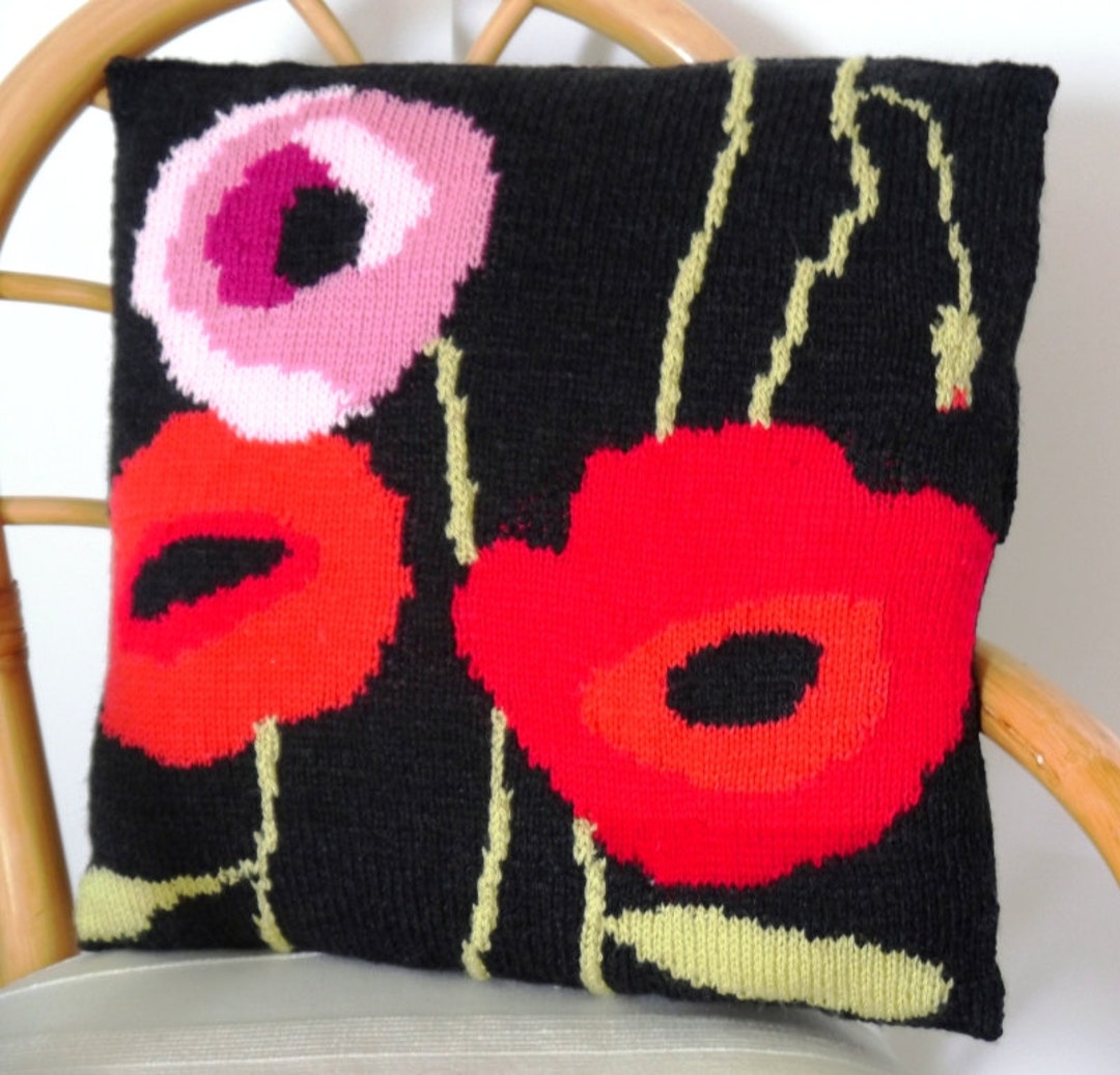 Knitting Pattern for Poppy Cushion, Pillow Knitting Pattern With ...