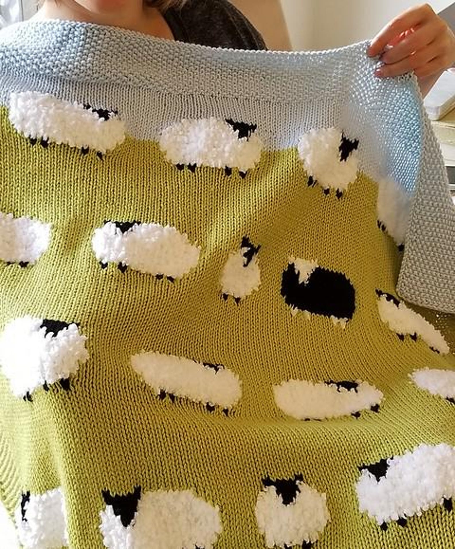 Sheep Blanket Knitting Pattern: Aran Worsted Baby Blanket (digital ...